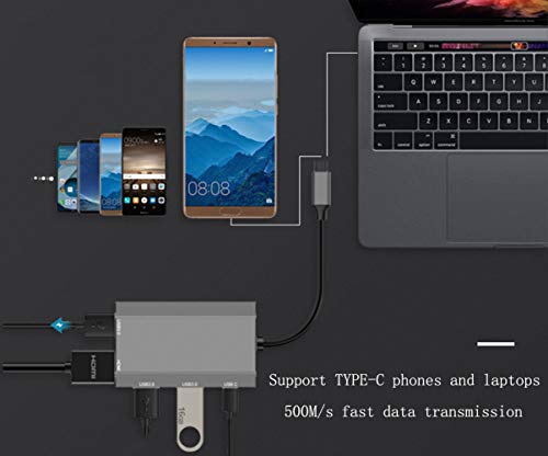 XUNMAIFHB Portable Docking Station,Type c hub hub 5-in-1 USB HUB5 Port Computer Adapter Mobile Phone Docking Station USB3.0, HDMI, Type-C Fast Transmission