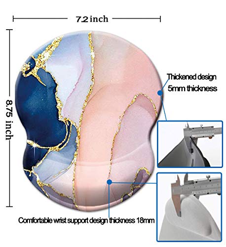 Mouse Pad with Wrist Support, Non Slip Mousepad Wrist Rest for Office, Computer, Laptop & Mac- Durable & Comfortable & Lightweight Ergonomic Support Mouse Mat (Pretty Marble-Wrist)