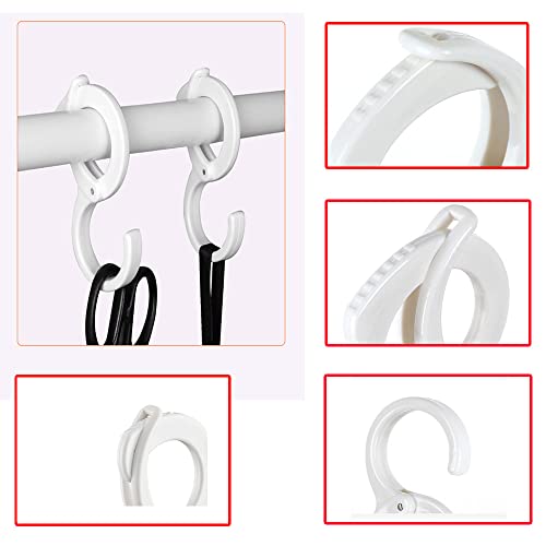 6pcs Plastic Multi-Purpose Rack Hooks S Hanging Hooks Hangers Organizer Clip Hook Table Edge Hook Cross Bar Hook Windproof Hook for Household Wardrobe Kitchen Portable Hook (White)