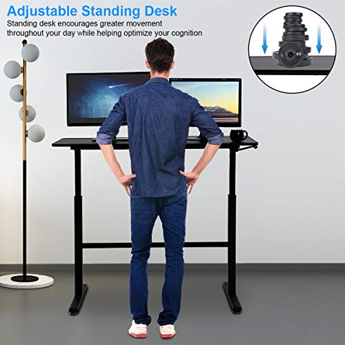 Standing Desk Height Adjustable Stand Up Desk Converter for Laptop Dual Monitors 47 Inches Large Desktop Sit to Stand Desk with Sturdy Frame, Ergonomic Home Office Computer Workstation, Black