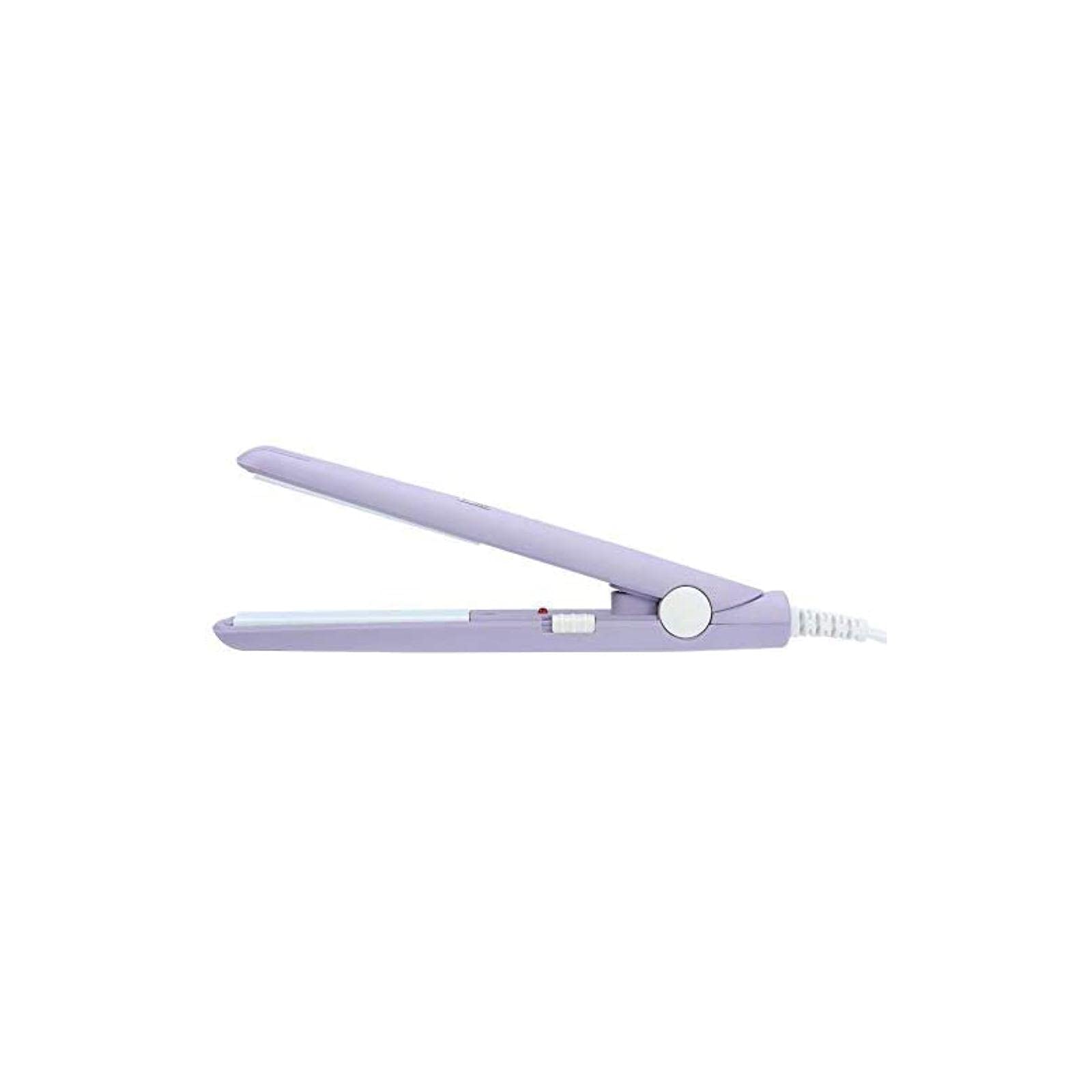 Flat Iron Mini Hair Straightener and Curler 2 in 1 for Ceramic Tourmaline Plate Beauty Heating Salon (US Plug Purple)