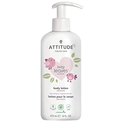 ATTITUDE Fragrance-free Body Lotion for Baby, EWG Verified, Plant- and Mineral-Based Ingredients, Hypoallergenic Vegan and Cruelty-free, Unscented, 16 Fl Oz