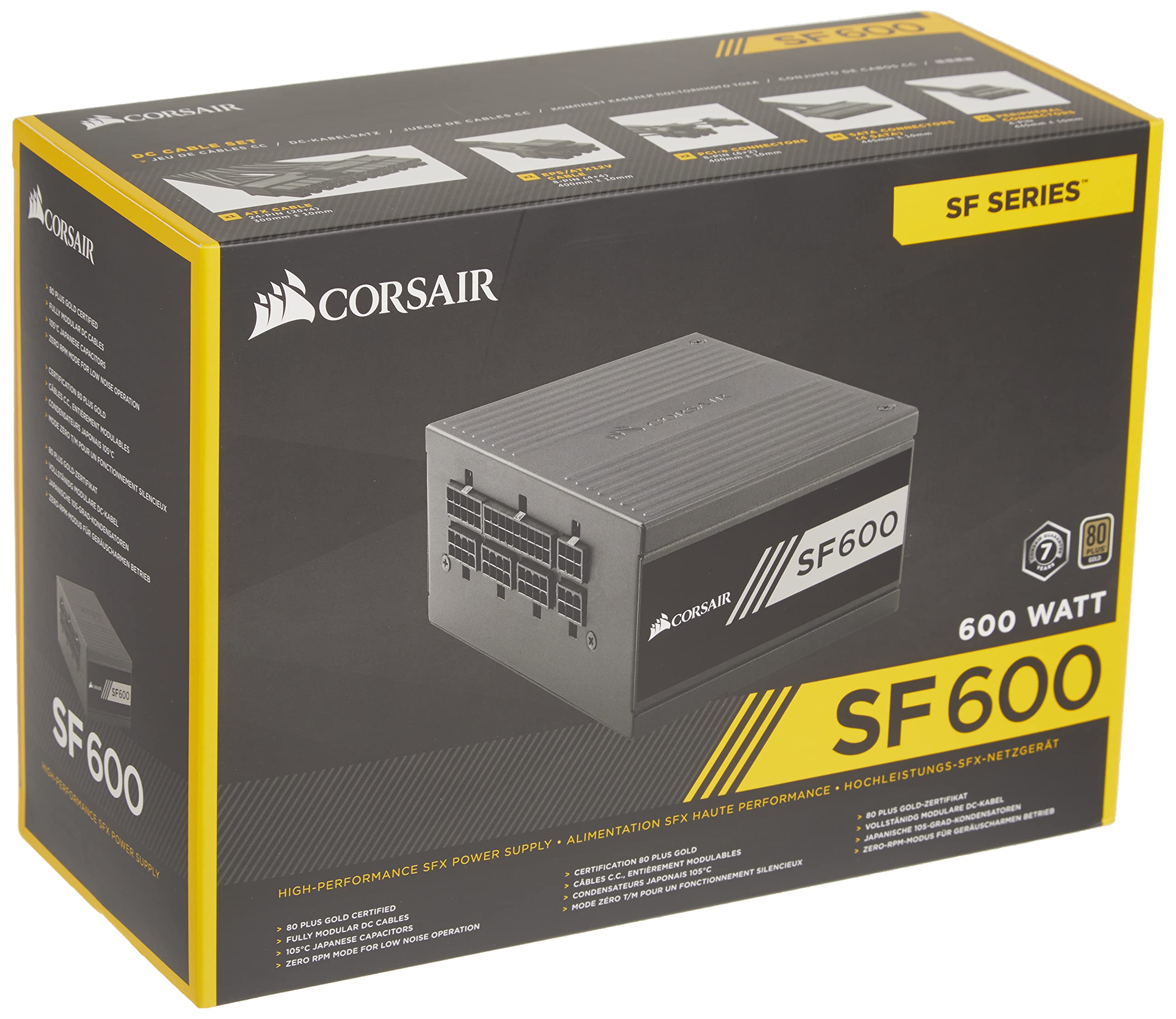 Corsair SF Series, SF600, 600 Watt, Fully Modular Power Supply, 80+ Gold Certified