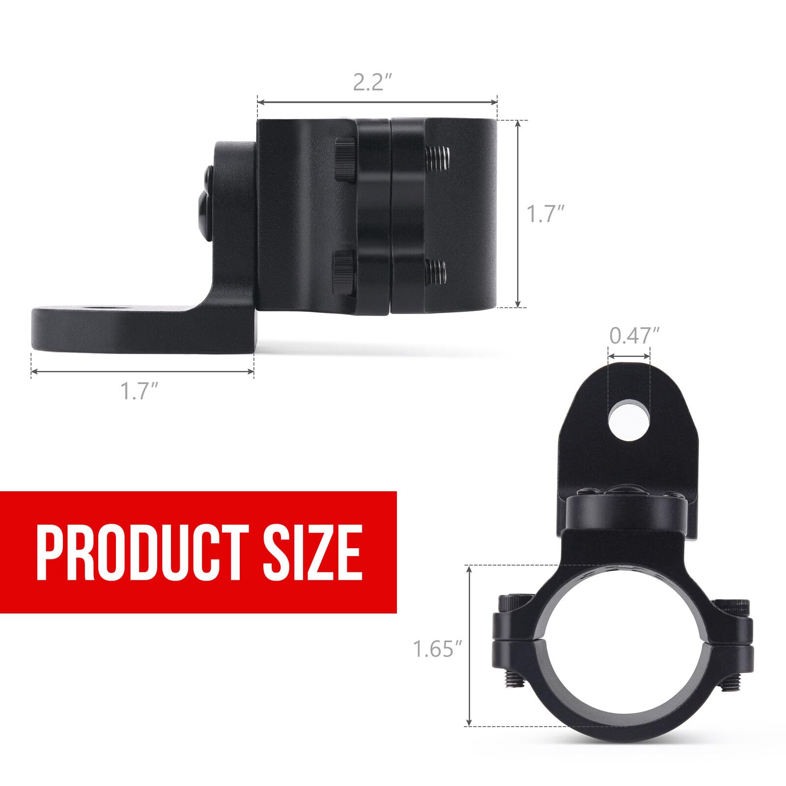2X UTV ATV Mount Brackets Heavy-Duty CNC Cut Aluminum Construction for LED Whip Light Bar Led Pods 1.75" Roll Bar UTV.