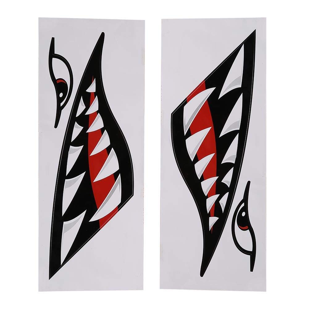 2Pcs Shark Teeth Mouth Reflective Decals Sticker Waterproof Diy Funny Graphics Accessories For Car Kayak Canoe Fishing Boat Truck Decoration Funny Boat Stickers And Decals Funny Boat Stickers And