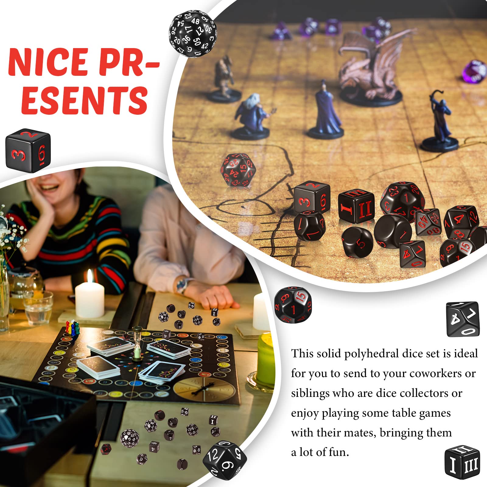 30 Pieces Polyhedral Dice Set 100 Sides Dice Set D3-D100 Spherical Dice in Opaque Black for Role Playing Table Games Party Supplies