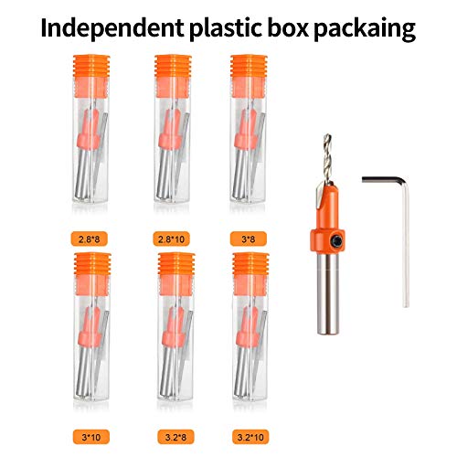 6 PCS Wood Hole Countersink Drill Bit Set with Hex Key Wrench, Hole Drill Bit Timber Screw Hole Cutter for Carpentry Woodworking (Individually Box Packaging)