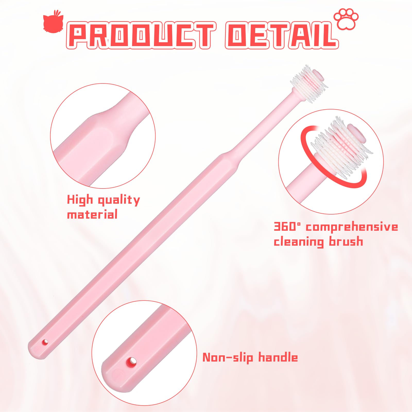 2 Pack Small Dog Toothbrush,360 Degree Silicone Cat Toothbrush Pet Dental Care Dog Oral Hygiene Deep Clean Pet Teeth Cleaning Kit Soft Bristles Friendly to Gums, Easy to Handle, Fresh Breath - Medium