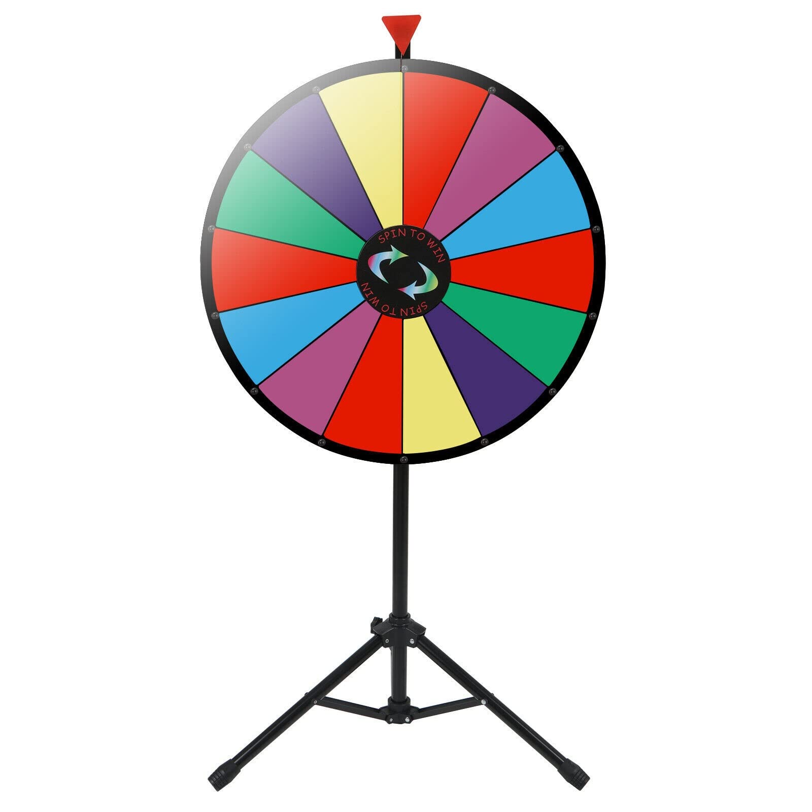 24" Prize Wheel Fortune w Folding Tripod Floor Stand Carnival Spinnig Game Color
