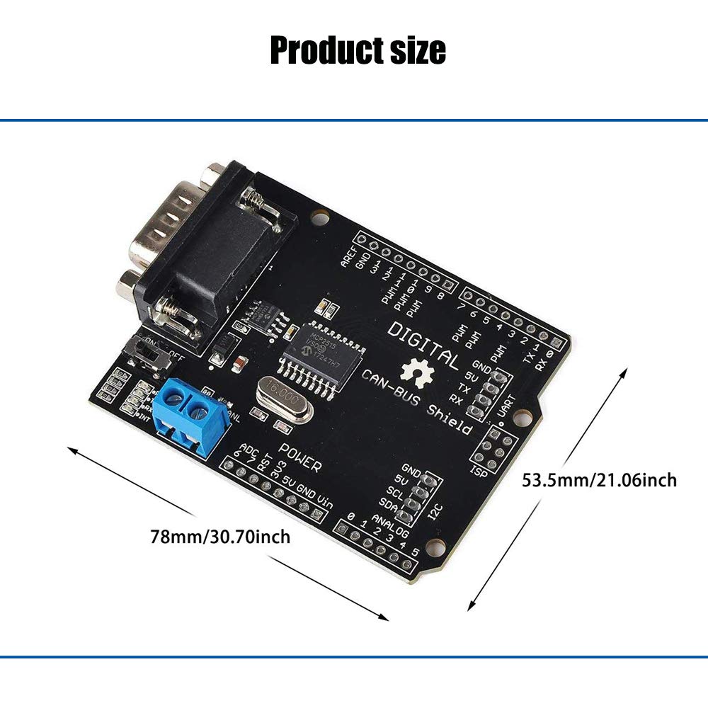 KOOBOOK 2Pcs MCP2515 CAN Bus Shield Controller Expansion Board Development Board SPI Interface Communication Speed High for Arduino