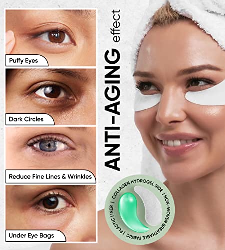 Elixir Premium Lab Collagen & Green Tea Under Eye Patches with Cooling Effect - Reduce Wrinkles, Dark Circles, and Under Eye Bags - 15 Pairs