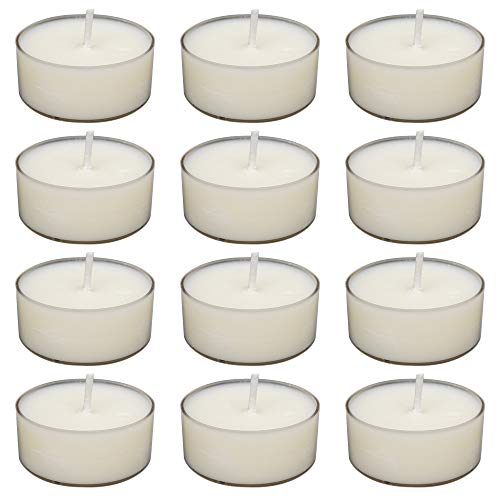 White Tealights Bulk, Small Unscented Tea Light Candles for Home Decor, Table Centerpieces, Birthday Party, Marriage Proposal - Set of 12