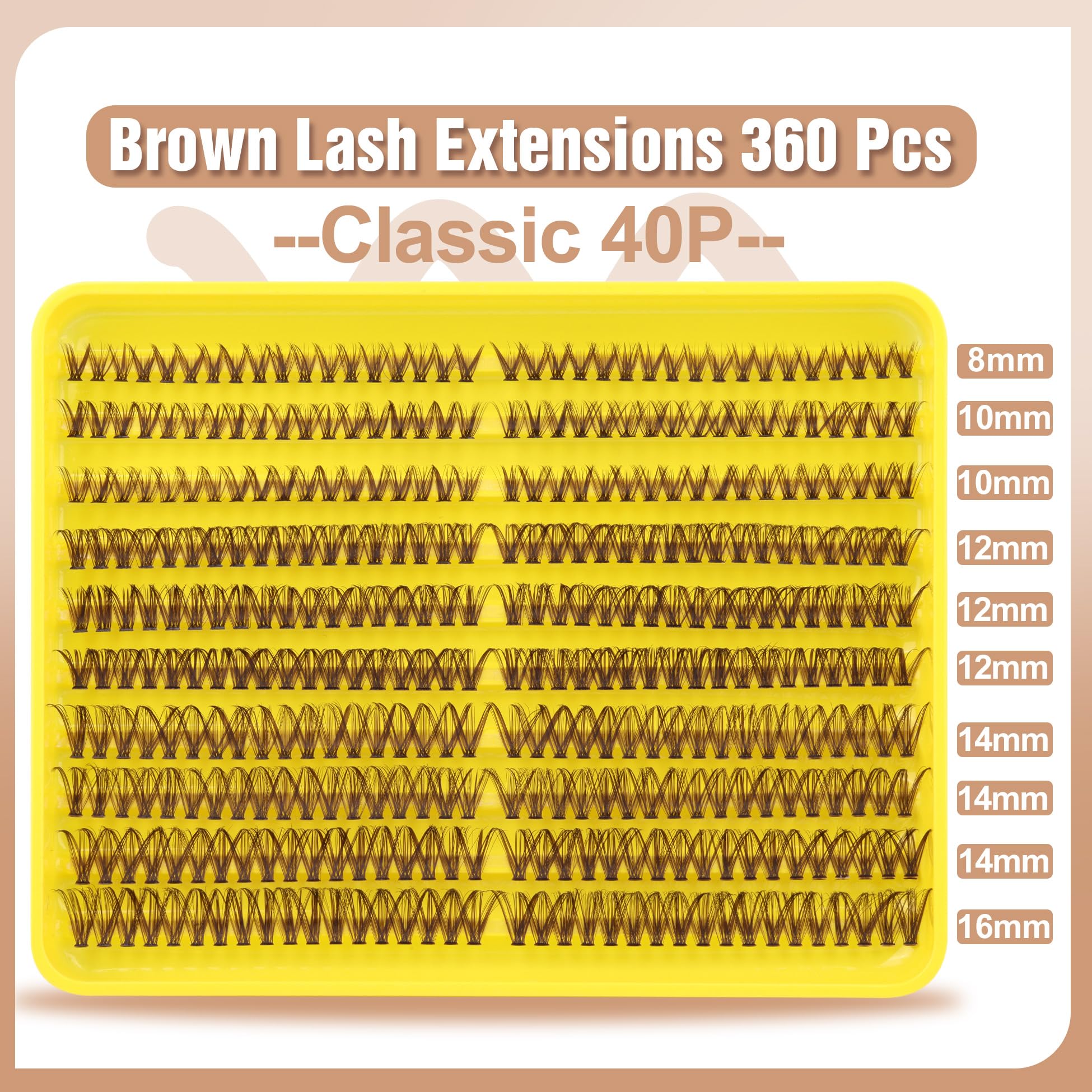 360Pcs Brown Lash Clusters DIY Eyelash Extensions Natural Look Cluster Lashes 5 Length Mixed Individual Lashes CC Curl Faux Mink False Eyelashes by ALICE