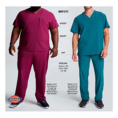 Dickies Dynamix Scrubs for Men, Athletic-Inspired V-Neck Chest Pocket Scrub Top with Four-Way Stretch and Moisture Wicking DK610, L, Black