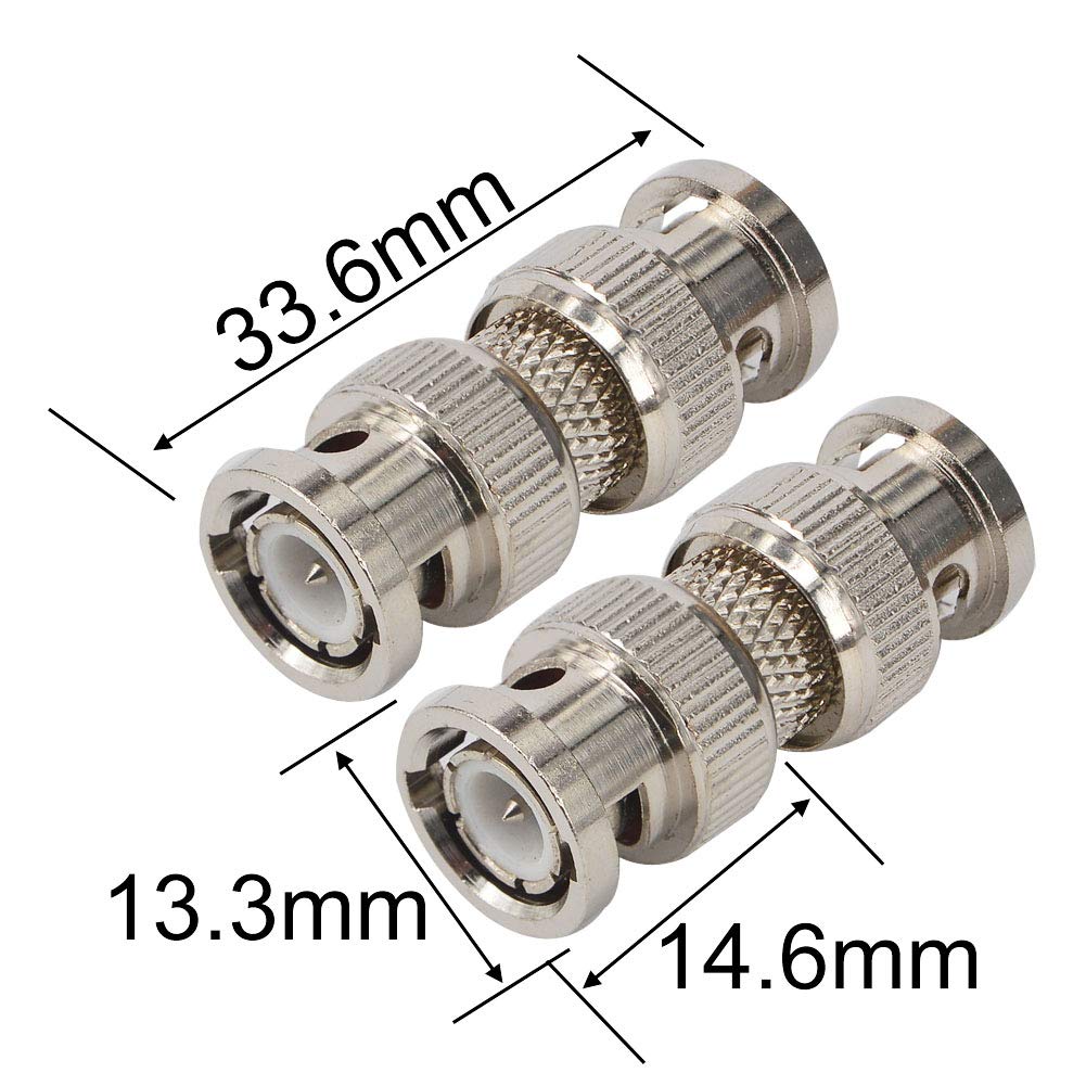 onelinkmore BNC Male to Male Coupler Connector M/M BNC Male Plug to Male Plug Coupler Connector BNC Male Coax Connector for CCTV gmrs Repeater Cable Security Video Camera Pack of 2