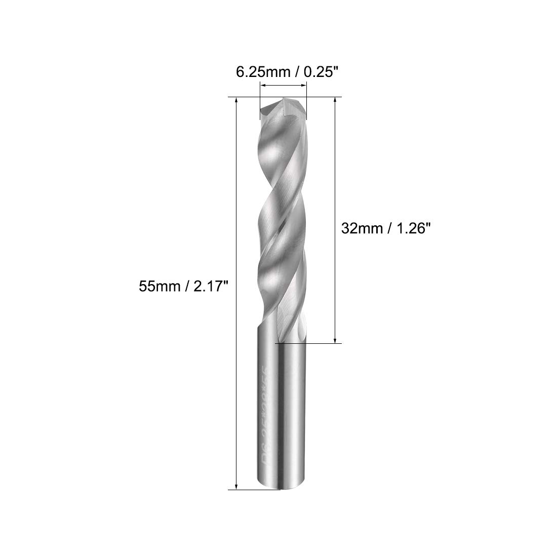 uxcell 6.25mm Solid Carbide Drill Bits Straight Shank for Stainless Steel Alloy Hard Steel, Hardened to 50 HRC