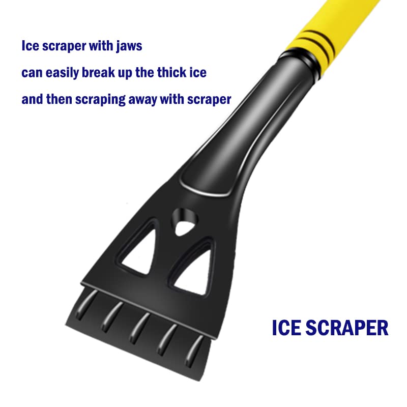 AFODYL Ice Scraper and Extendable Snow Brush for Car, Snow Remover and Brushes with Foam Grip for Windshield Window, Pivoting Brush Head for SUV Truck Vehicle(Yellow)