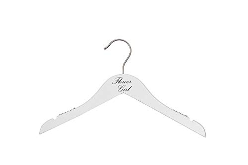 NAHANCO FG20114 Bridal Hanger, White Wood Hanger with Black Imprint (Flower Girl), 14” (1 Piece)