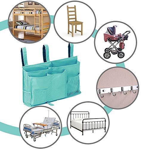 DIFFLIFE Bedside Storage Organizer, 8 Pockets Hanging Storage Bag Organizer Holder,2019 Bedside Caddy for Bunk Dorm Rooms & Hospital Bed Rails(Green) (YUNDA118)