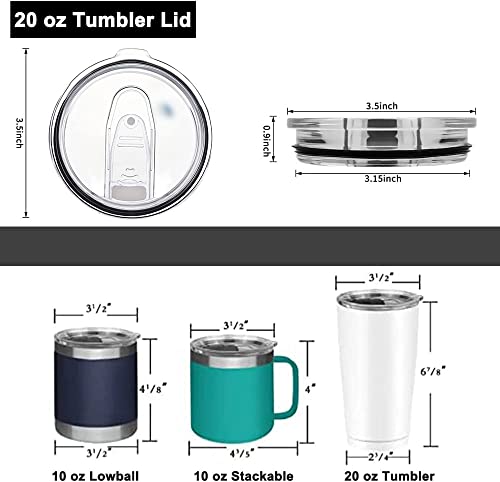 20 oz Tumbler Lid Replacement Lids Compatible for YETI 20 oz Tumbler, 10/24 oz Mug and 10 oz Lowball, 2 Pack Spill Proof Cup Lids Covers, Replacement Lids for Tumblers