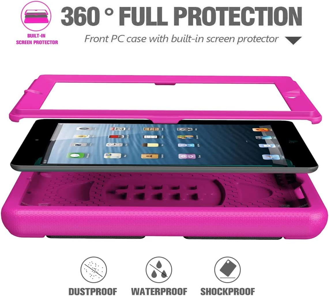 BMOUO Kids Case for iPad 2nd 3rd 4th Generation, iPad 2 3 4 Case - Built-in Screen Protector, Shockproof Convertible Handle Stand Friendly Kids Case for 9.7” iPad 2nd 3rd 4th Generation - Rose