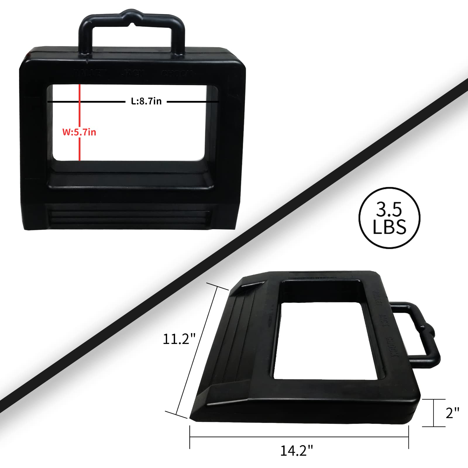 ROBLOCK Rubber Pallet Jack Chock Heavy Duty Wheel Chock, Pallet Jack Stopper for Truck 14.2" Length x 11.2" Width x 2" Height (1 Pack, Black)
