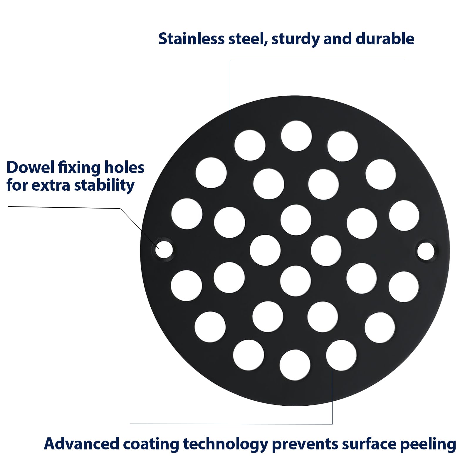 4 Inch Shower Drain Cover,Round Screw-in Floor Drain Cover,Easy-to-Install Replacement Cover Black