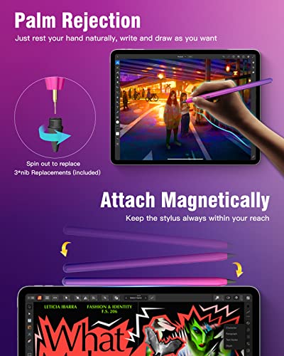 TiMOVO Stylus Pen for iPad Pencil Palm Rejection Tilt High Precision Apple Pencil for iPad 10/9/8/7/6th Generation, iPad Pro 13/12.9/11",iPad Air 11&13" (M2) 2024/6/5/4/3th,Mini 6/5, Gradient Purple