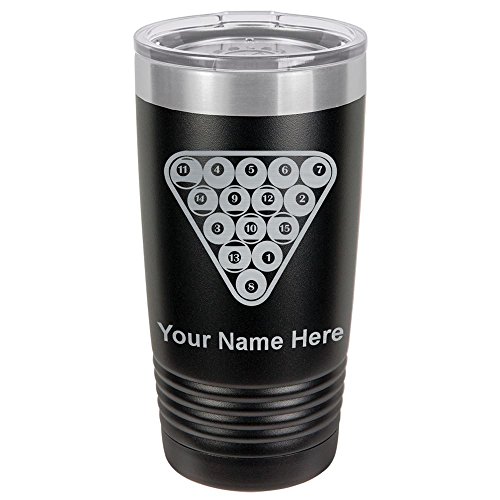 LaserGram 20oz Vacuum Insulated Tumbler Mug, Billiard Balls, Personalized Engraving Included (Black)