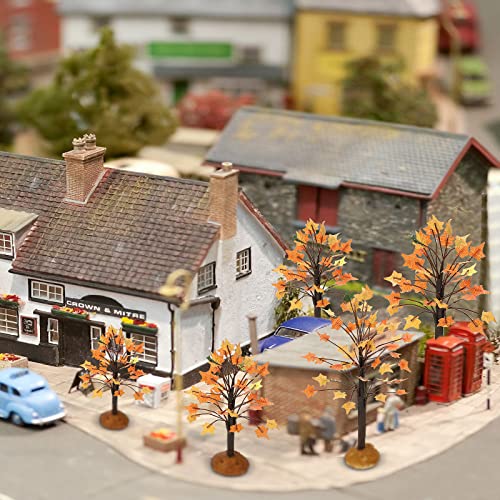 6 Pieces Mini Decor Trees Small Holiday Branch Village Trees Artificial Model Trees Miniature Trees Village Displays Tree for House Garden Festival Decorations, 3 Sizes (Maple Tree)