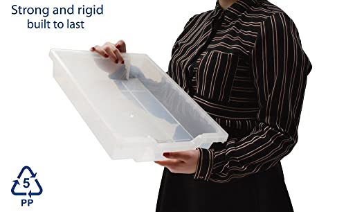 Gratnells Shallow F1 Storage Tray, Pack of 8, Heavy Duty School, Industrial & Utility Storage Bins, 12.3" x 16.8" x 3" (Translucent)
