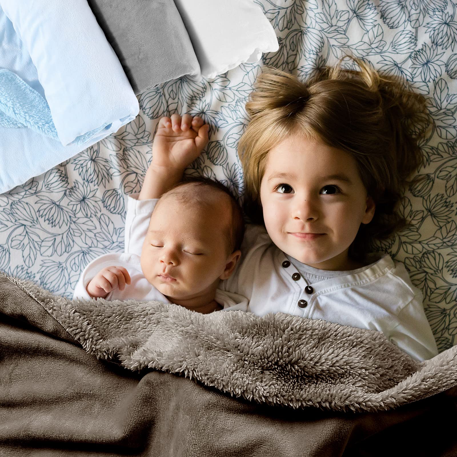 4 Pcs Baby Warm Swaddle Blankets, Thick Receiving Neutral Fluffy, Soft Thermal Blankets for Boy Girl Newborn Infant, Polyester, Solid Color