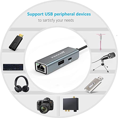 FOINNEX Lighting to Ethernet Adapter, 3 in 1 RJ45 Connector, Apple LAN Network Adapter with USB OTG and Charge Port, Plug and Play with100 Mbps Network Compatible with iPhone/iPad/iPod (1.6FT)