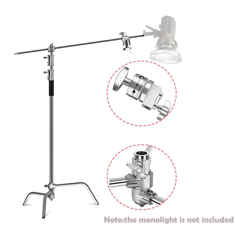 Kshioe Pro C Stand with Boom Arm, Heavy Duty Light Stand for Photography Studio Video Reflector, Monolight, Softbox and Other Equipment