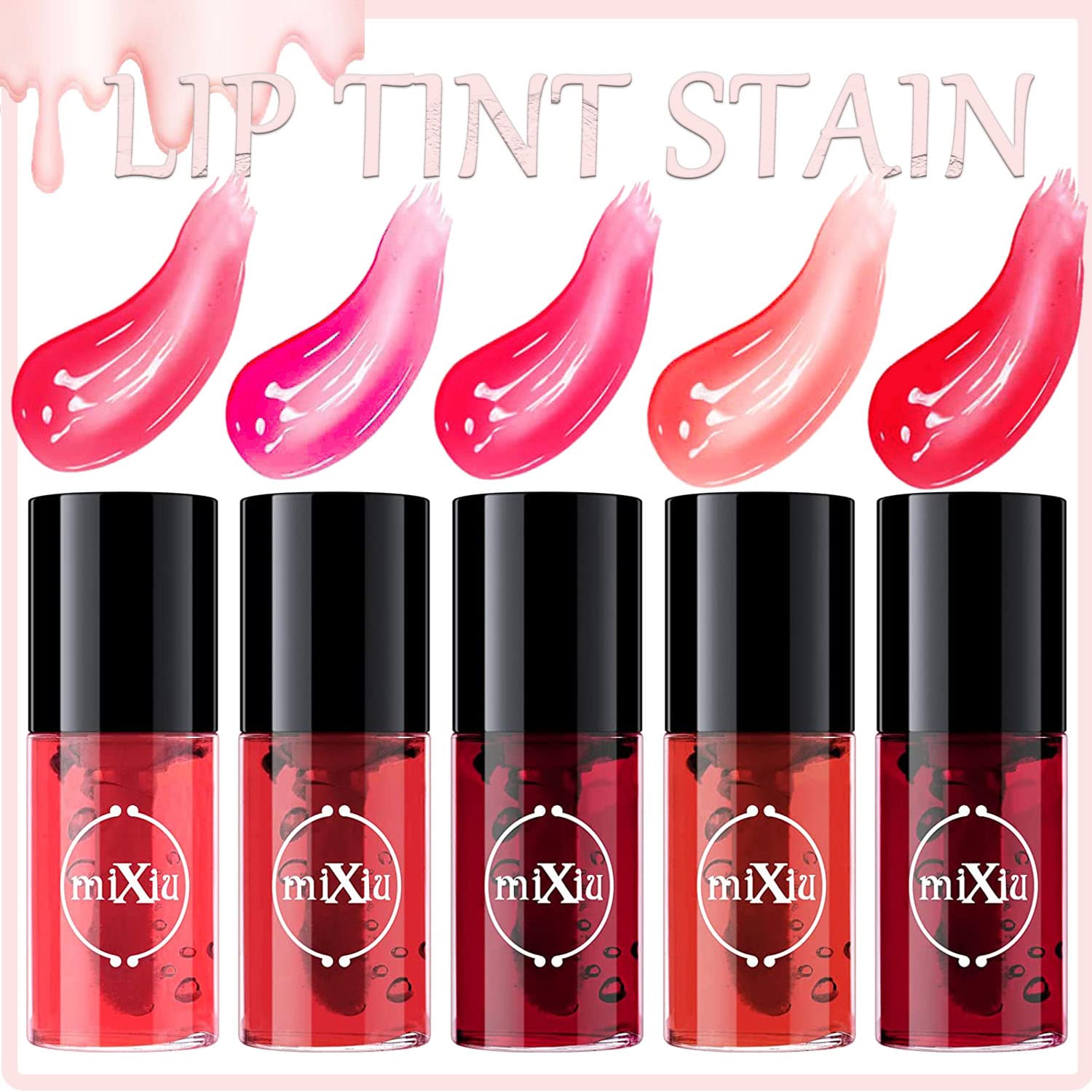 3 Colors Lip Stain Tint Set, Waterproof&Long Lasting Mini Liquid Lipstick Hydrating Moisturizing Lip Cheeks And Eyes,Natural Glossy Korean Lip Tint Stain Easy Application, Non-Stick(1#2#3)