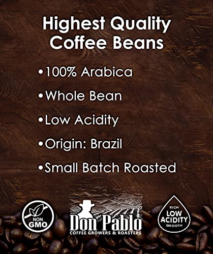 2LB Don Pablo Gourmet Coffee - Brazil Cerrado - Medium Dark Roast - Whole Bean Coffee - 100% Arabica Beans - Low Acidity and Non-GMO - 2lb bag