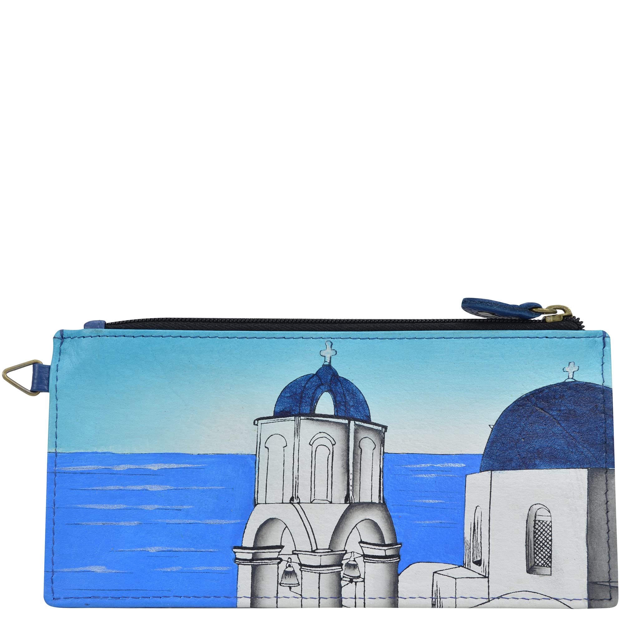 Anna by Anuschka Women's Hand Painted Genuine Leather Organizer Wallet - Magical Greece