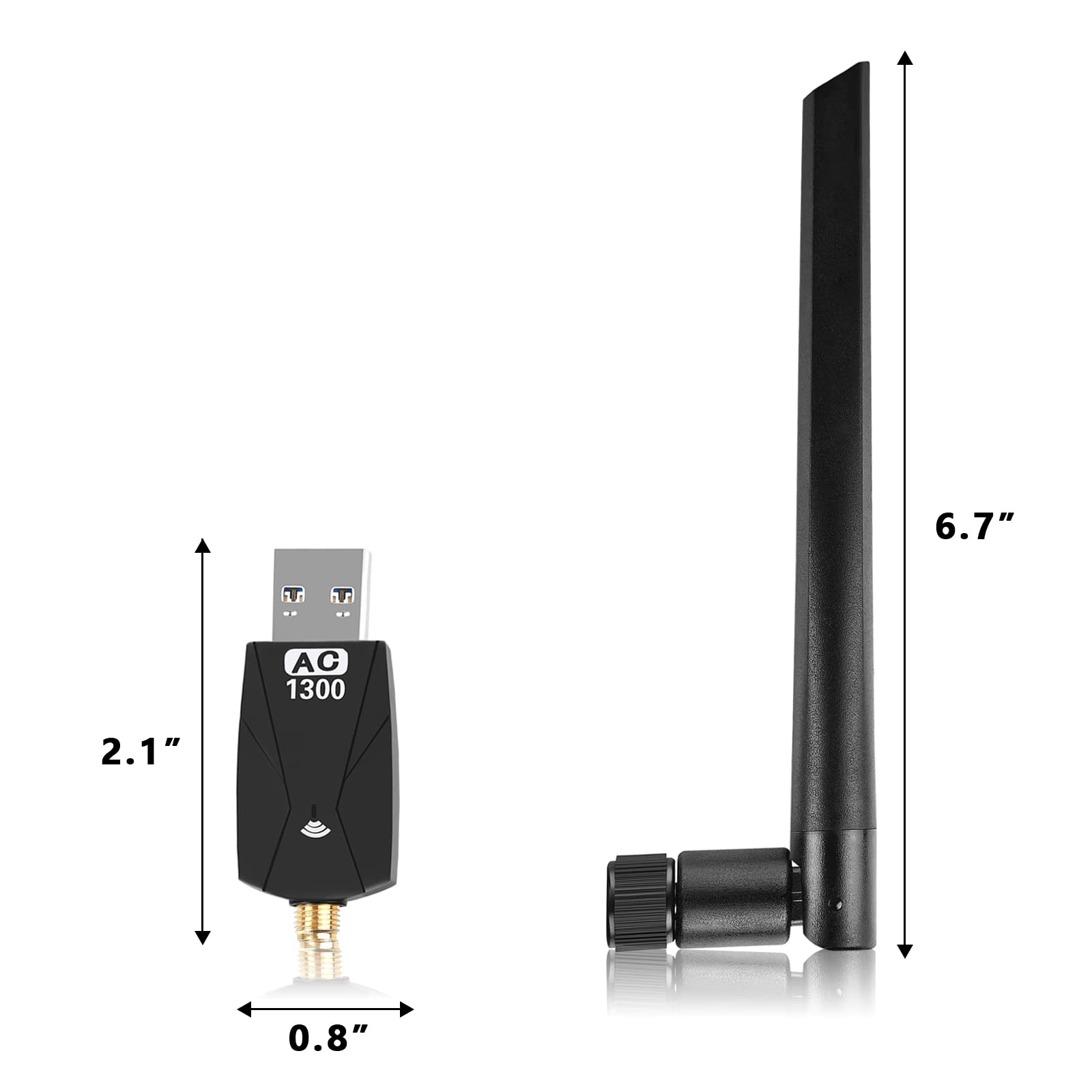 USB WiFi Adapter 1300Mbps Wireless Dongle for Desktop PC, USB 3.0 2.4GHz/5GHz WiFi Adapter Features RTL8812BU, 5dBi High Gain Antenna Compatible with Windows 10/7/8/8.1/XP/Vista and Mac OS 10.9-10.15
