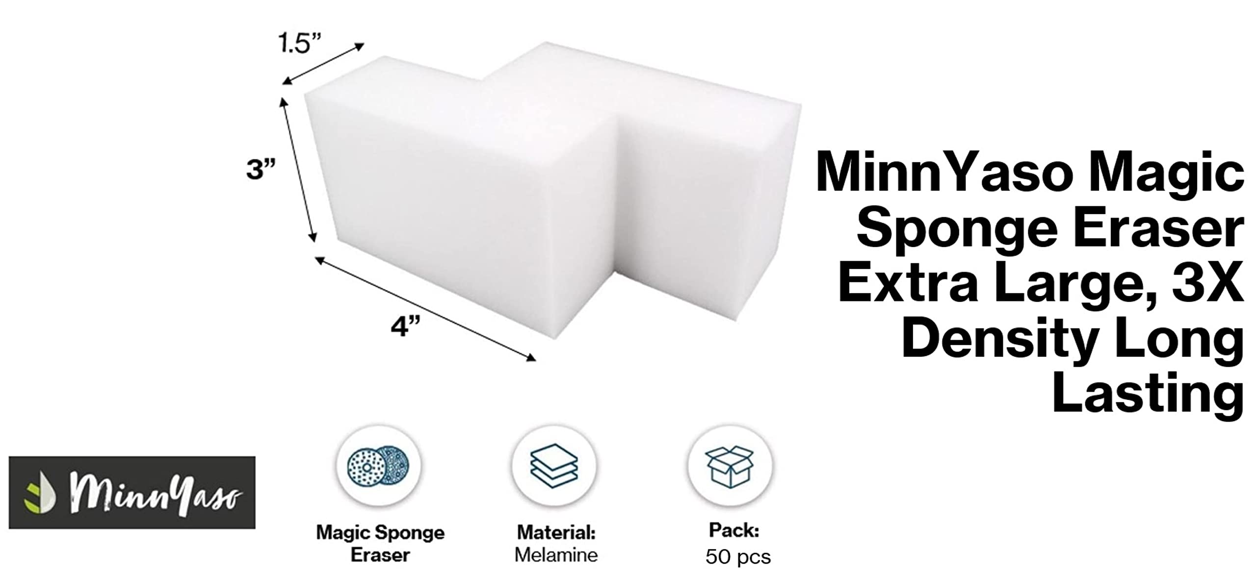 20 Pack Magic Sponge Eraser Extra Large Extra Thick Long Lasting, Premium Magic Erasing Sponges in Bulk - Multi Surface Power Eraser Cleaning Pads– Kitchen, Bathtub, Floor, Baseboard, Bathroom, Walls