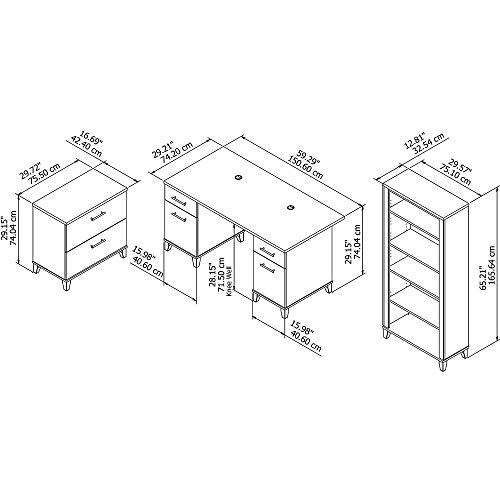 Bush Furniture Somerset 60W Office Desk with Lateral File Cabinet and 5 Shelf Bookcase