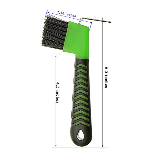 Horse Hoof Pick Brush with Soft Touch Rubber Handle (NEON GREEN)