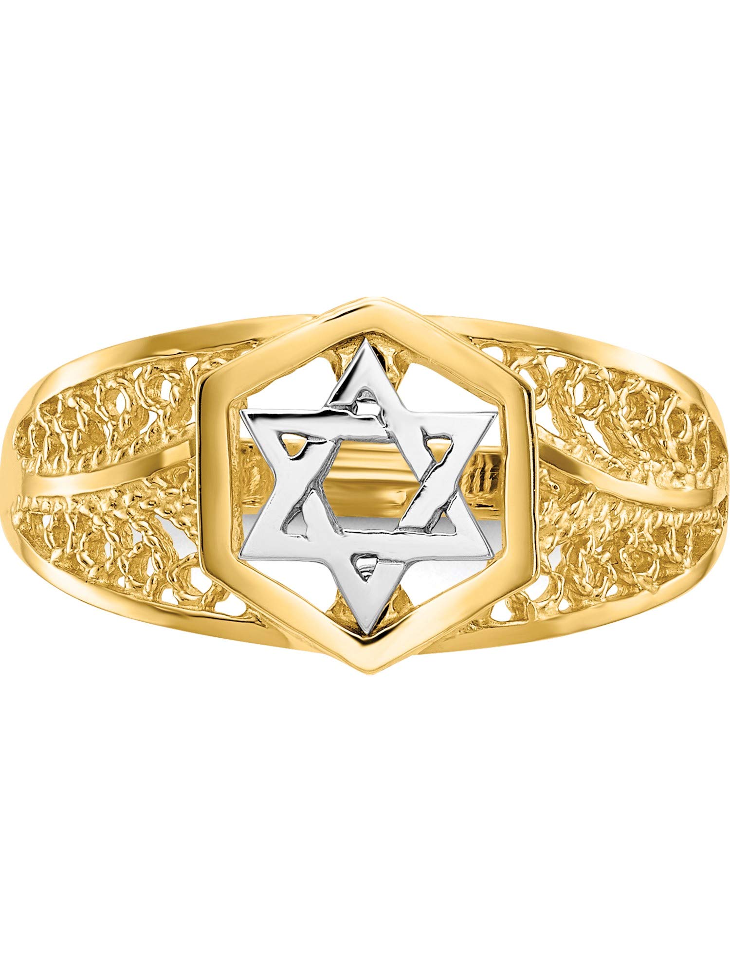 14K Two-Tone Polished Star Of David Ring - Jewelry By Sweet Pea