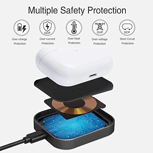 Wireless Charger, COSOOS Aluminum Wireless Charging Pad, 5W Lightweight Compact Charging Station Compatible with AirPods Pro, AirPods 2, AirPods Wireless Charging Case(Black)
