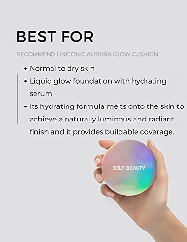 SELFBEAUTY UNICONIC Moisturizing Cushion Foundation 15g #21. Pure Ivory | Foundation Makeup | Compact Face Makeup Concealer | Face Compact Makeup Foundation (#21. Pure Ivory)