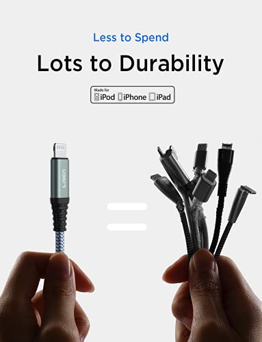 LISEN iPhone Charger Cable (10ft / 3m) USB A to Lightning Cable 10 Feet, Durable Nylon Braided Fast Charging Cord Compatible with iPhone 11/Pro/X/Xs Max/XR/8 Plus /7 Plus/6/ iPad
