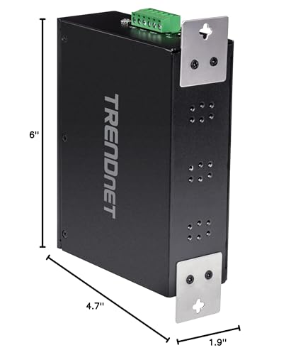 TRENDnet 16-Port Hardened Industrial Unmanaged Gigabit 10/100/1000Mbps DIN-Rail Switch w/ 16 Gigabit PoE+ Ports, Lifetime Protection, TI-PG160