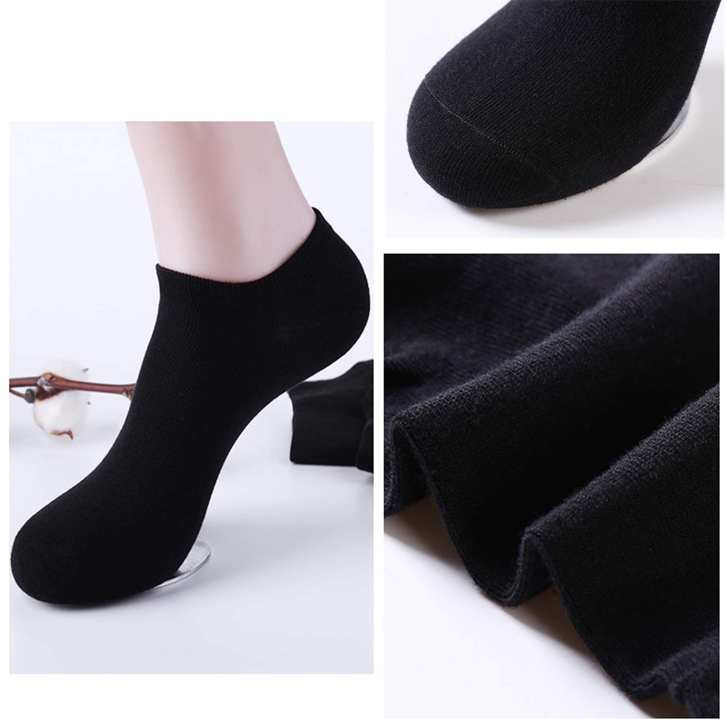 JAMEGIO Janegio 18 Pairs Kids' Black Ankle Socks Low Cut Half Cushion Sport Ankle Socks Boys Girls(6-8 Years)