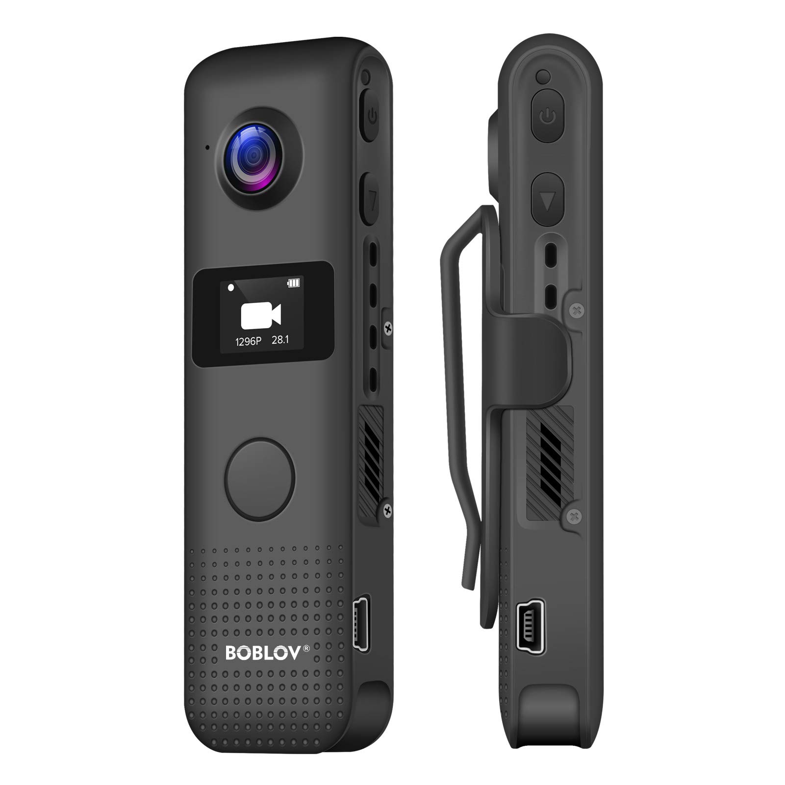 BOBLOV C18 WiFi Small Body Camera, 32GB Outdoor Body Camera, 1296P Mini Camera Body Worn Camera with OLED Screen 3.5 Hours 1080P Recording Support WiFi One Big Button for Recording