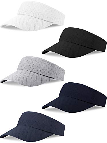 5 Pieces Sports Sun Visor Hats Mesh Visor Adjustable Sun Athletic Visor Cap for Men Women Daily Golf Running Outdoor Sports