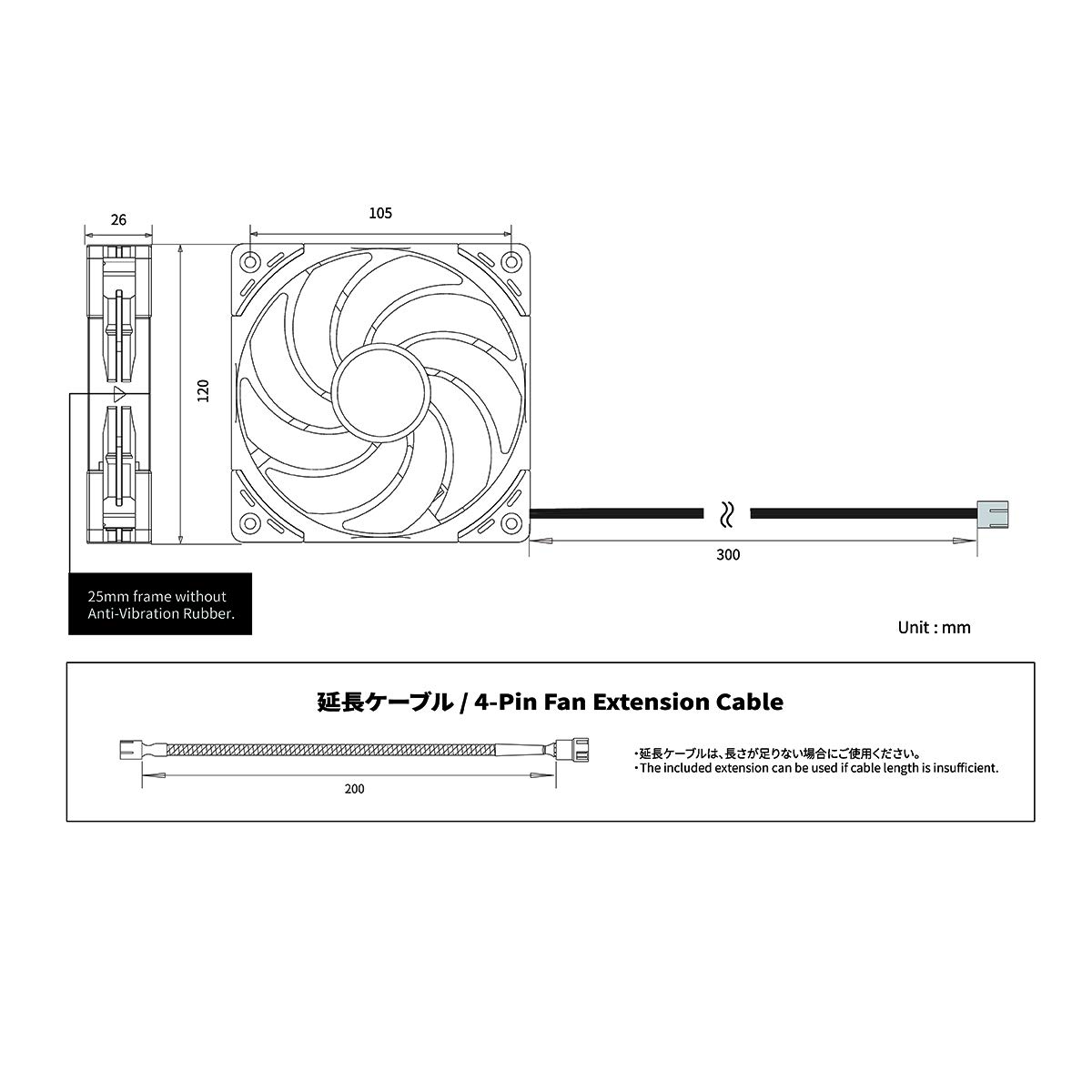 Scythe Wonder Snail 120 PWN - 2400 RPM, 120mm x 25mm Static Pressure Optimized High-Performance Computer Case Fan, Fluid Dynamic Bearing, 4-Pin Connector, Single Pack, Black